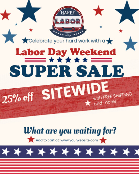 White Vintage Labor Day Sale Instagram Portrait Template | PosterMyWall