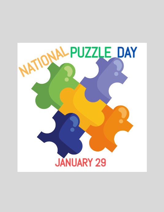 White Vintage National Puzzle Day Flyer (us Letter) Template | PosterMyWall