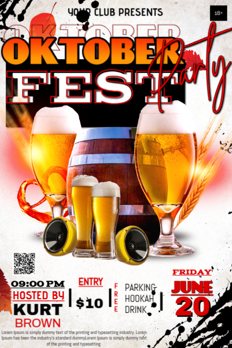 White Vintage October Fest Template Design Banner 4' × 6' | PosterMyWall