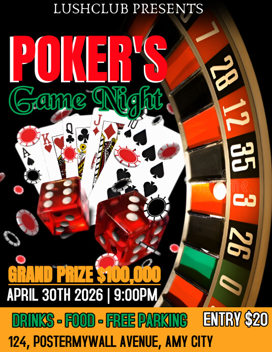 White Vintage Poker Game Night Flyer (us Lett Template | PosterMyWall