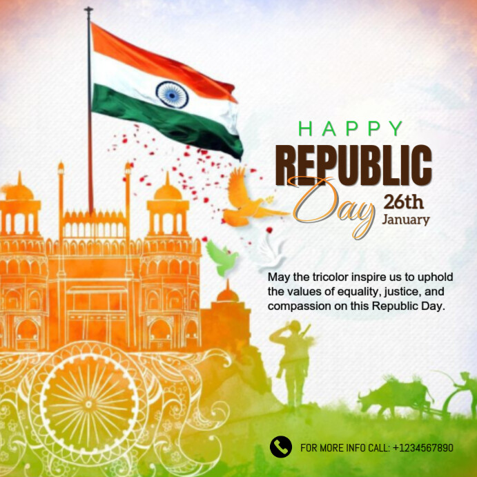 White Vintage Republic Day Instagram Post Template | PosterMyWall