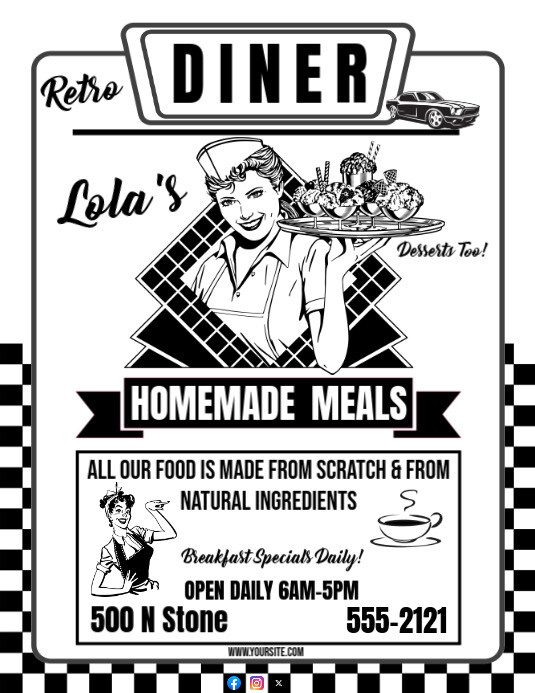 Copy of White Vintage Retro Diner Promo Ad Flyer Flyer (us Letter ...