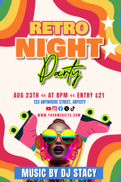 Plantilla de White Vintage Retro Night Party Poster | PosterMyWall