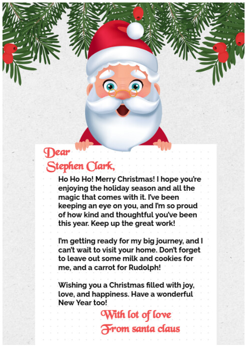 Copy of White Vintage Santa Letter A4 | PosterMyWall