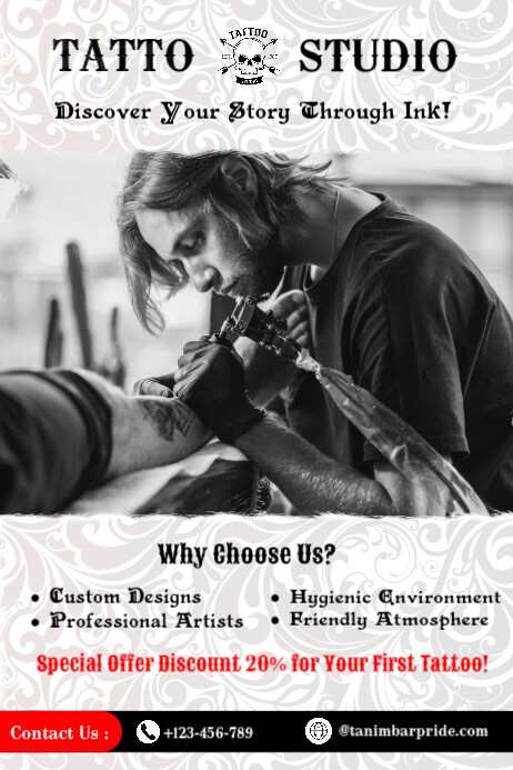 Copy of White Vintage Tatto Studio Special Offer Poster | PosterMyWall