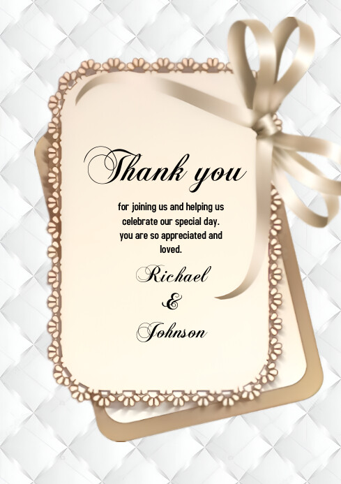 White Vintage Thank You Tag A4 Template | PosterMyWall