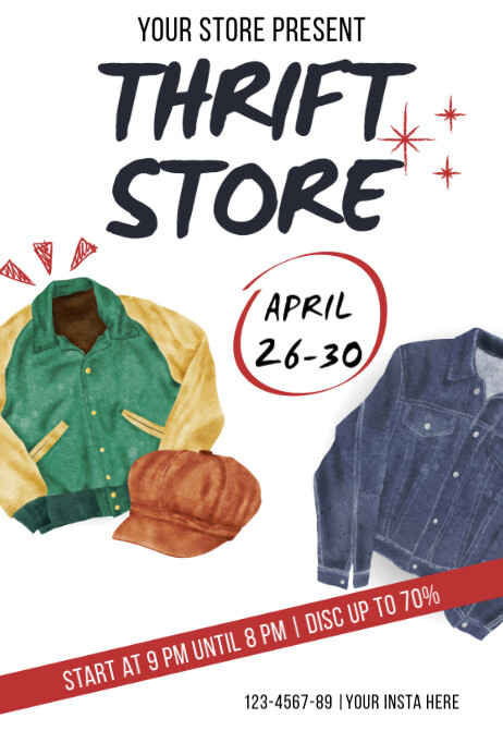 Copy of White Vintage Thrifting Market Ad Poster | PosterMyWall