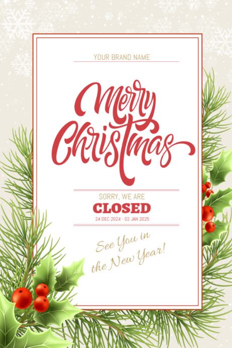 Copy of White Vintage typographic Beige Holiday Christmas We Are Closed Poster Poster | PosterMyWall