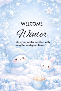 White Vintage Welcome Winter Poster Template | PosterMyWall