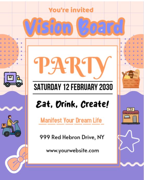 White Vision Board Party Instagram Portrait Template | PosterMyWall