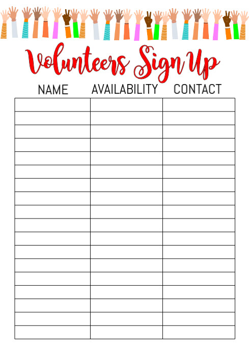 10 Free Sample Volunteer Sign In Sheet Templates Printable Samples