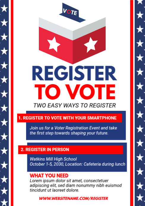 White Voter Registration A4 Template | PosterMyWall