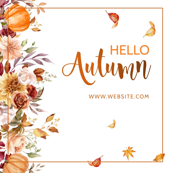 White Watercolor Hello Autumn Instagram Post Template | PosterMyWall