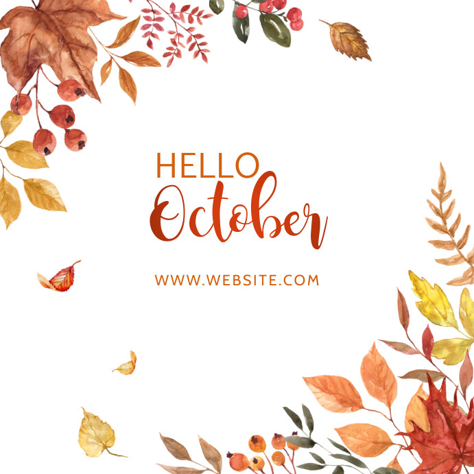 Copy of White Watercolor Hello October Instagram Post | PosterMyWall