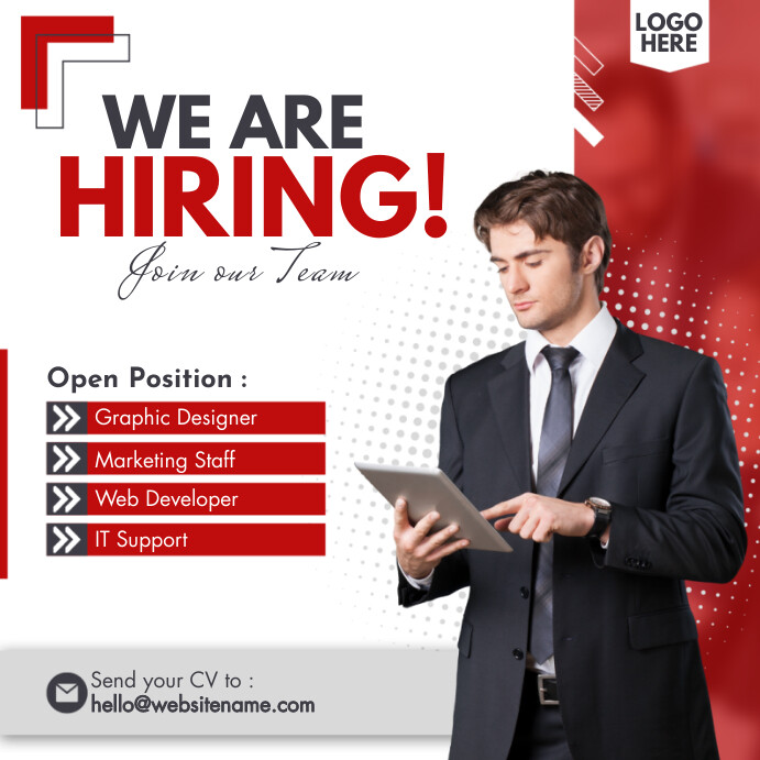White We Are Hiring Instagram Post Template | PosterMyWall