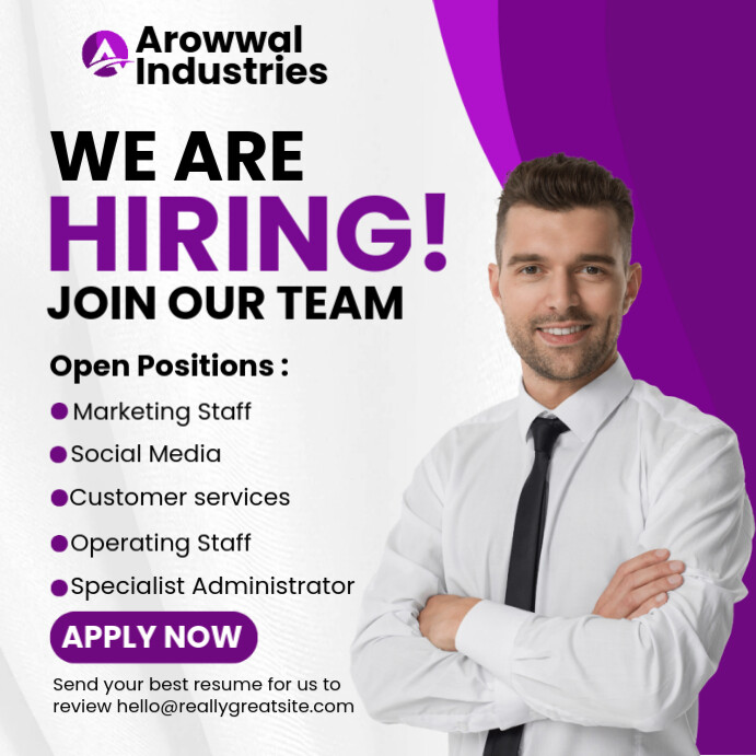 White We Are Hiring Instagram Post Template | PosterMyWall