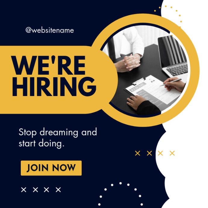White We Are Hiring Instagram Post Templat | PosterMyWall