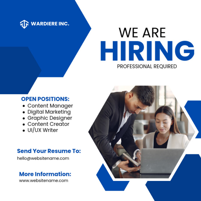 Modèle White We Are Hiring Instagram Post | PosterMyWall