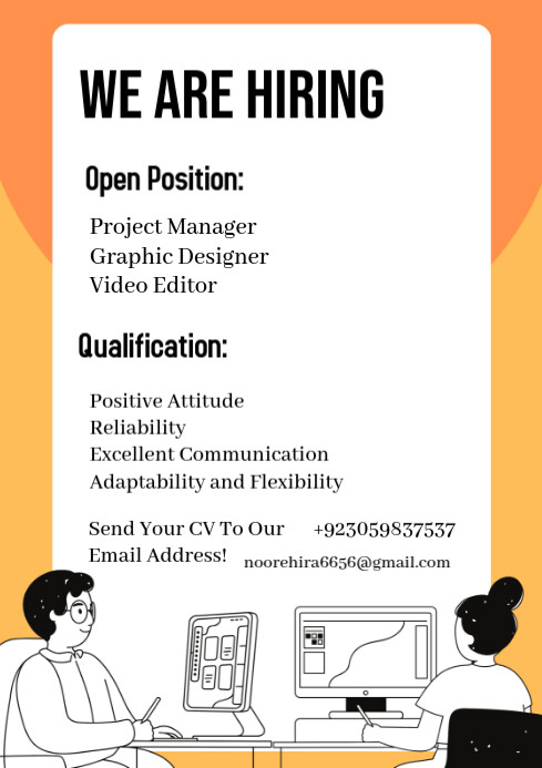 White We Are Hiring Job Opportunities A4 Template | PosterMyWall