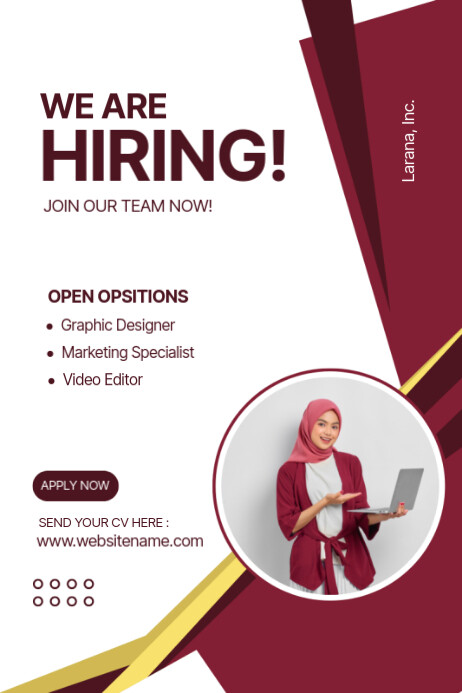 White We Are Hiring Poster Template | PosterMyWall