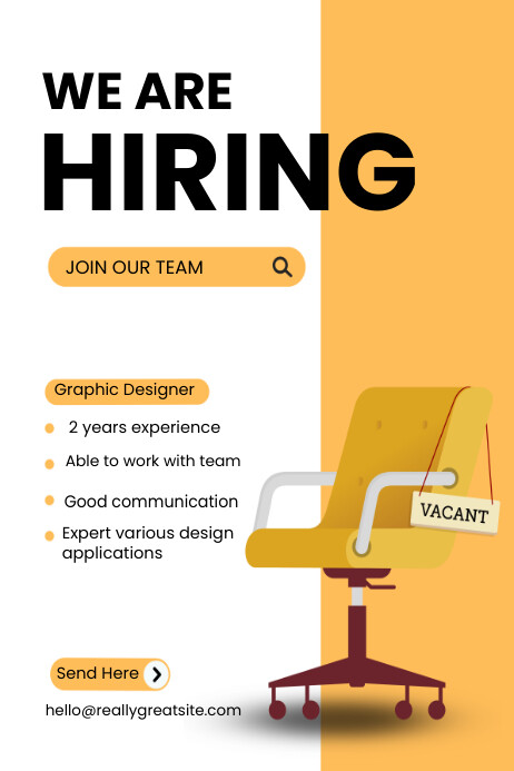 White We Are Hiring Poster Template | PosterMyWall