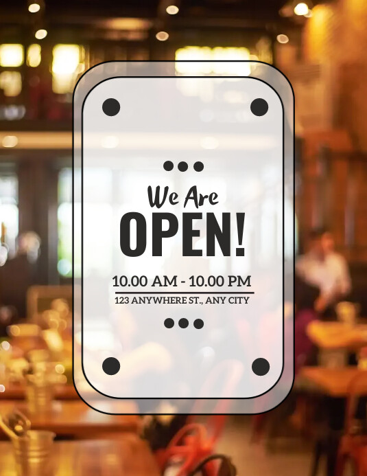 Plantilla de White We Are Open Pamflet (letter As) | PosterMyWall