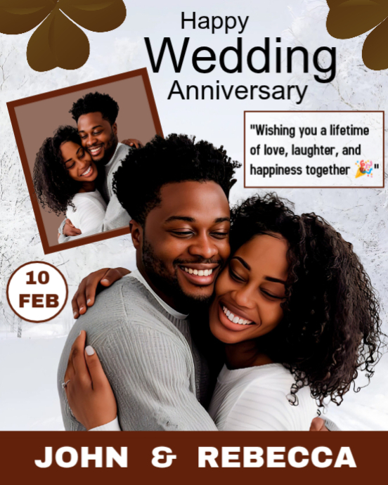 White Wedding Anniversary Flyer Instagram Portrait Template | PosterMyWall