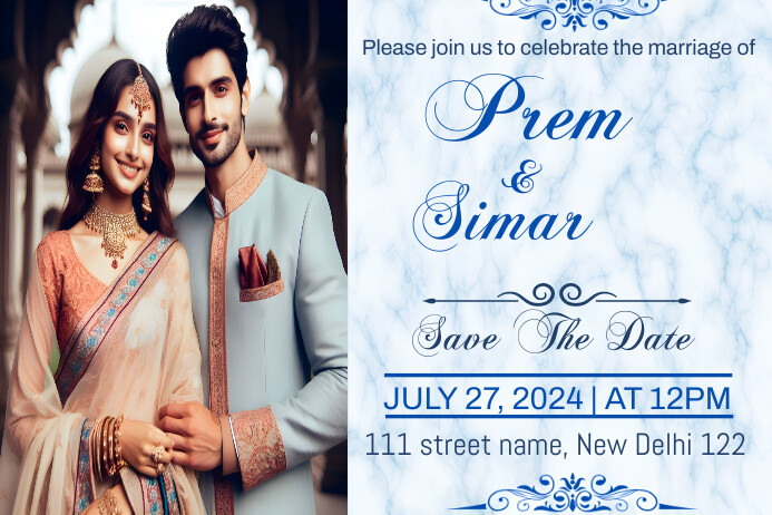 Modèle White Wedding Card Poster | PosterMyWall