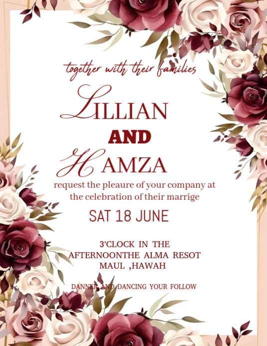 White Wedding Invitation Card Design Template Flyer (us Letter ...