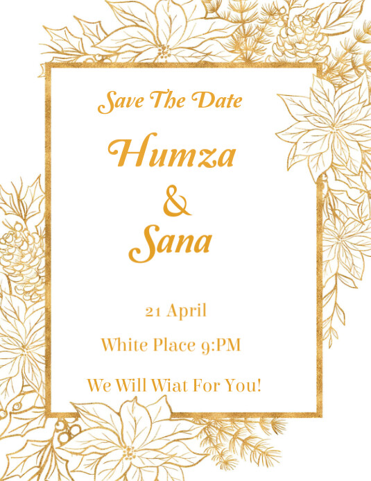 White Wedding Invitation Card Design Template Flyer (us Letter ...