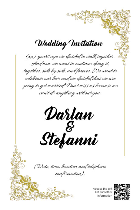 white wedding invitation card poster Template | PosterMyWall