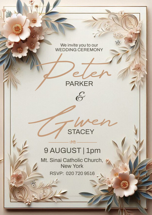 Copy of White Wedding Invitation | PosterMyWall