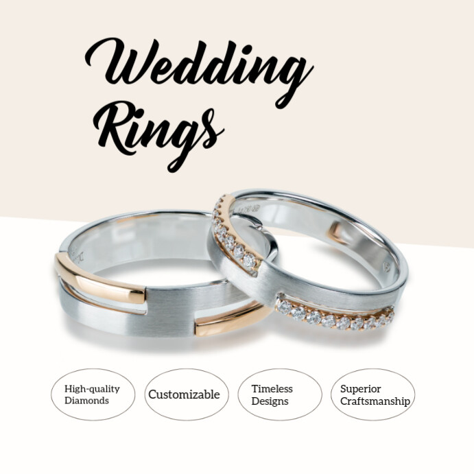 White Wedding Ring Instagram Post Template | PosterMyWall