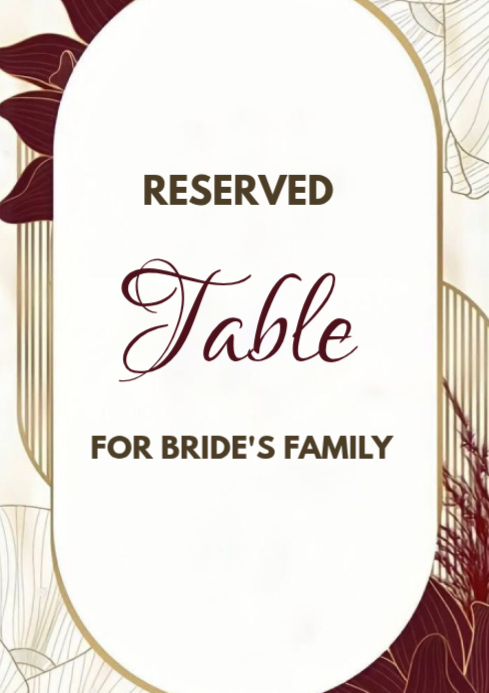White Wedding Table Reservation A4 Template | PosterMyWall