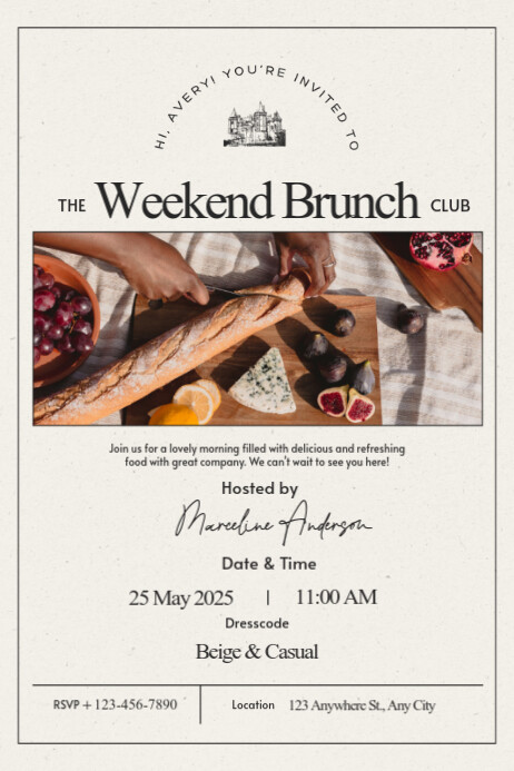 White Weekend Brunch Poster Template | PosterMyWall