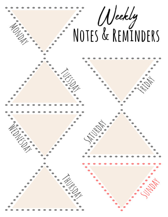 White Weekly Notes & Reminders Printable Flyer (us Letter) Template ...