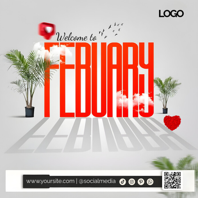 White Welcome To February Instagram Post Template | PosterMyWall
