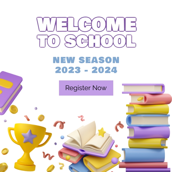 White Welcome to School 3D Instagram Post Template | PosterMyWall
