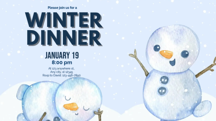 White Winter Dinner Digital Display (16:9) Template | PosterMyWall