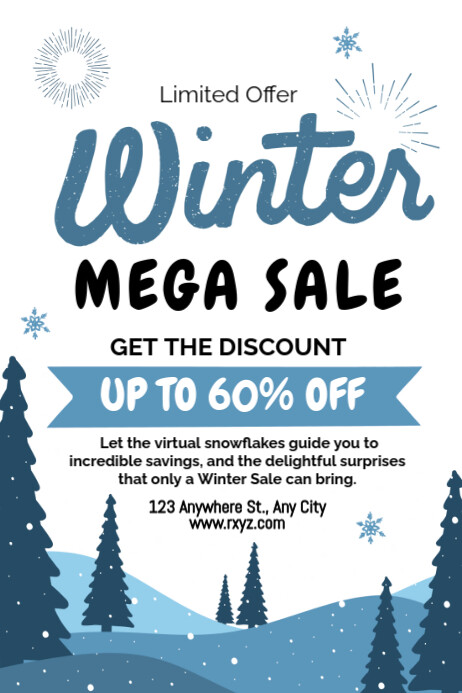 White Winter Mega Sale Poster Template | PosterMyWall