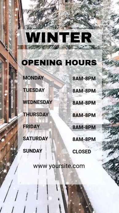 White Winter Opening Hours Instagram Story Template | PosterMyWall