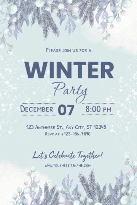 White Winter Party Poster Template | PosterMyWall