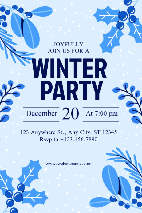 White Winter Party Poster Template | PosterMyWall