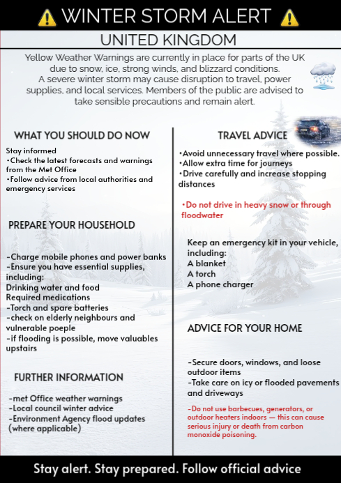 White Winter Storm Alert A4 Template | PosterMyWall