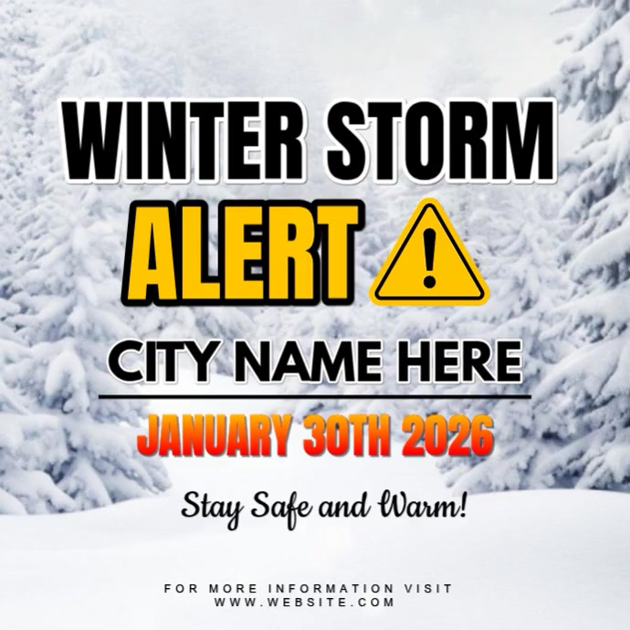 White Winter Storm Alert Instagram Post Video Template | PosterMyWall
