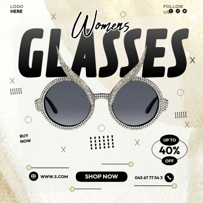 White Women's Eyewear Design Instagram Post Template | PosterMyWall