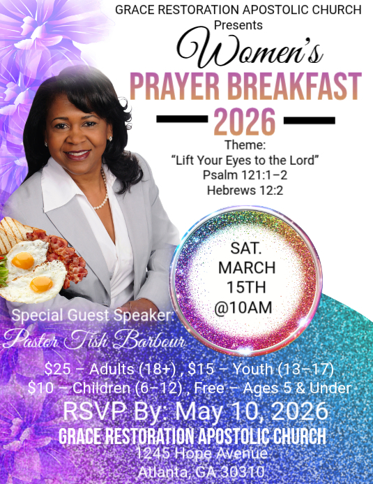 White Women's Prayer Breakfast 2026 Flyer (us Letter) Template ...