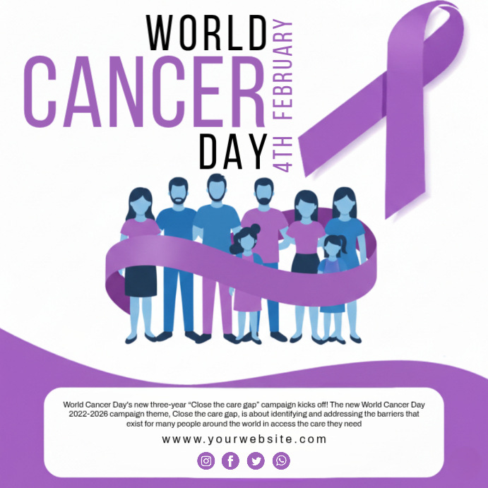 White World Cancer Day Square Template | PosterMyWall