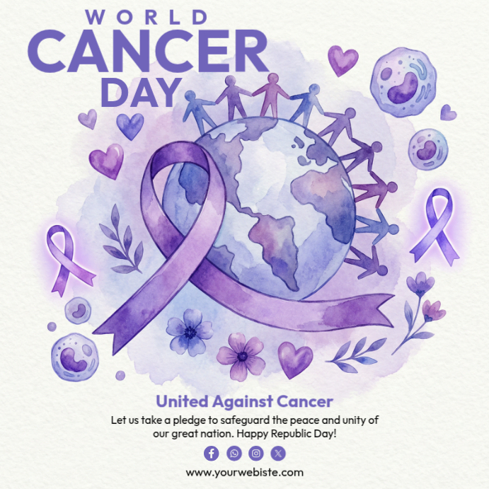 White World Cancer Day Square Template | PosterMyWall