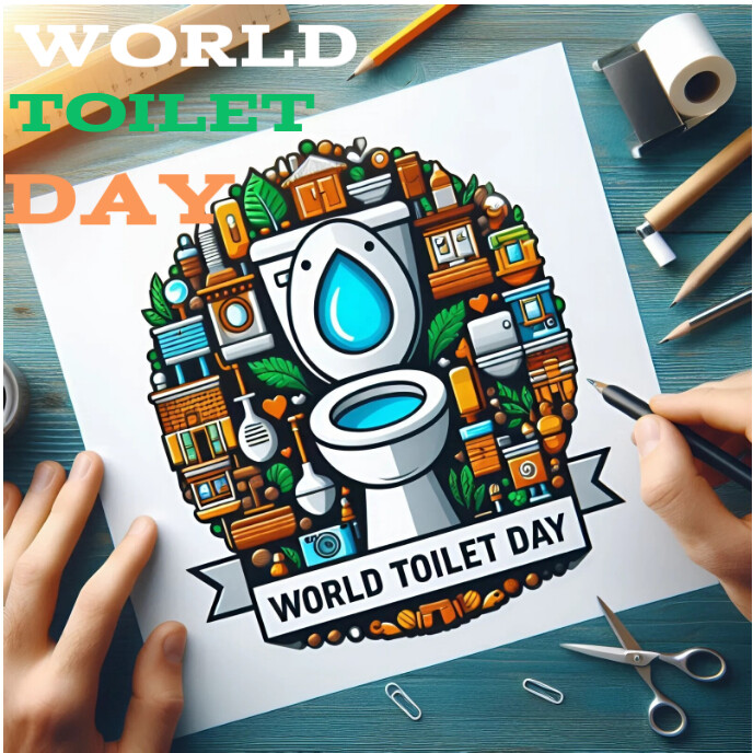 White World Toilet Day Album Cover Template | PosterMyWall